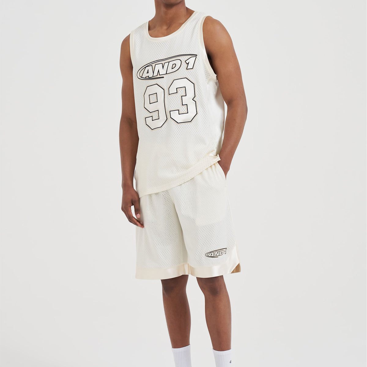 Mens Logo Airtex Basketball Shorts - Ecru – And1